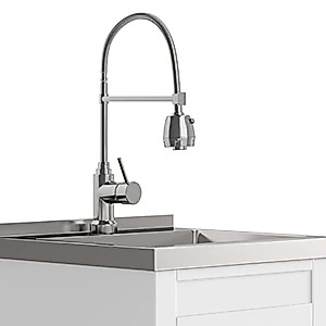 SIMPLIHOME Hennessy All-in-One Utility Sink & Cabinet in Pure White, 20-inch, Laundry Cabinet with Stainless Steel Sink, Chrome Faucet, Shaker-Style Doors for Laundry Room, Garage, Mudroom