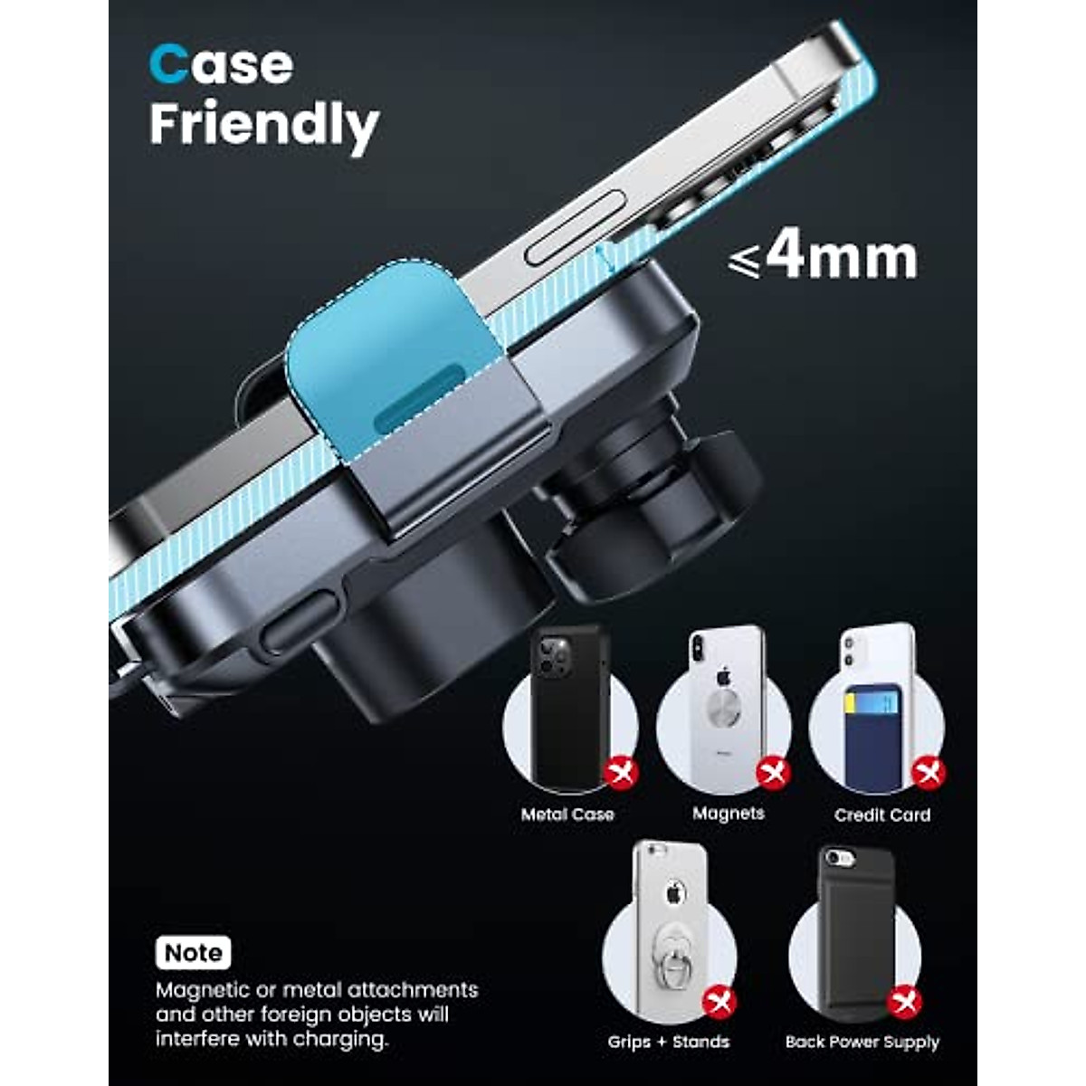 APPS2Car Dual Coil Wireless Car Charger Auto Clamping 15W Cup Holder Phone Mount Wireless Charger Fast Charge Tri-Pivots Height Angle Adjustable Phone Holder for Car Truck iPhone 14 13 Samsung S23 S22