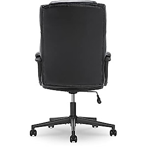 Serta Executive High Back Office Chair with Lumbar Support Ergonomic Upholstered Swivel Gaming Friendly Design, Bonded Leather, Black