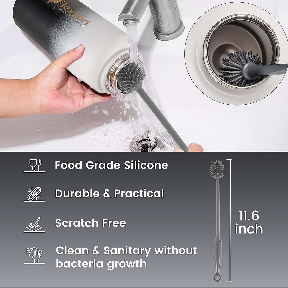 Lexlion Tea Infuser Bottle - Fruit Infuser Water Bottle 32 Oz, Triple Walled Insulated Stainless Steel Bottle, Thermal Leaf Infuser, Silicone Sleeve, 3 Lids Leakproof, Metal Mug Gallon