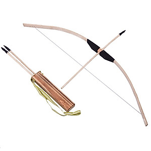 ICNBUYS Kids Bow Arrow and Wood Quiver Set 3 Safe Arrows Traditional Handmade Bamboo Kids Toy Gifts