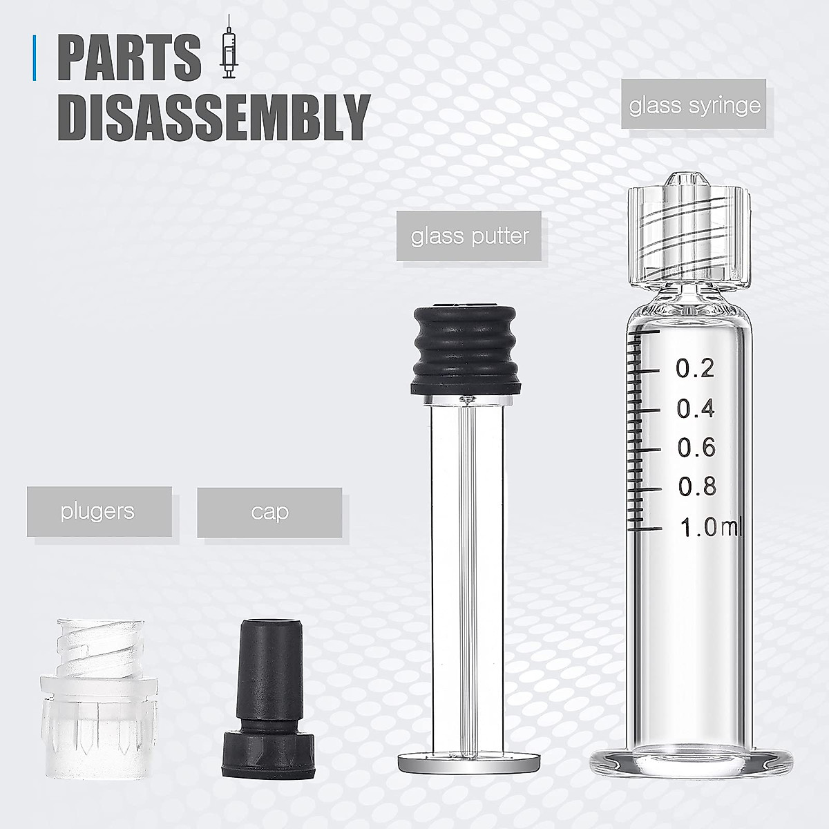 1 ml 2.25 ml Borosilicate Glass Syringe Anti Leak Heat Resistant Accurate Measuring Syringe for Oils Feeding Glue