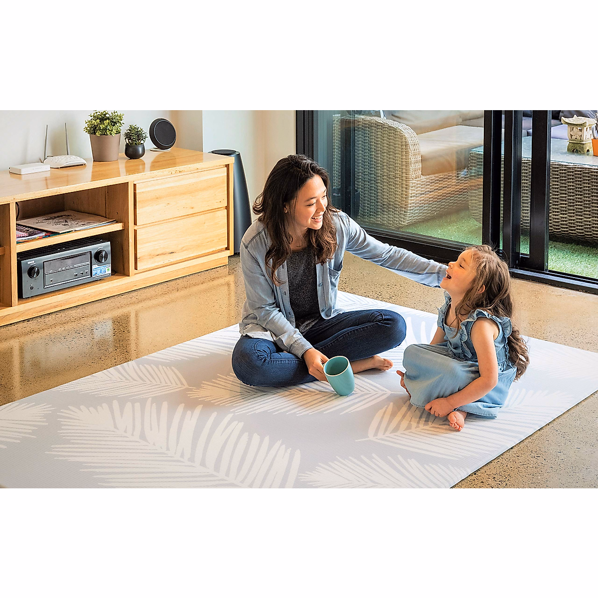 Stylish Reversible Foam Floor Mats – Soft Baby Play Mat for Playing, Tummy Time, Crawling Mat | Toddler, Kids playmat |Exercise Mat, Yoga Mat | Non-Toxic, Waterproof, Easy-to-Clean | Large Gray - Blue