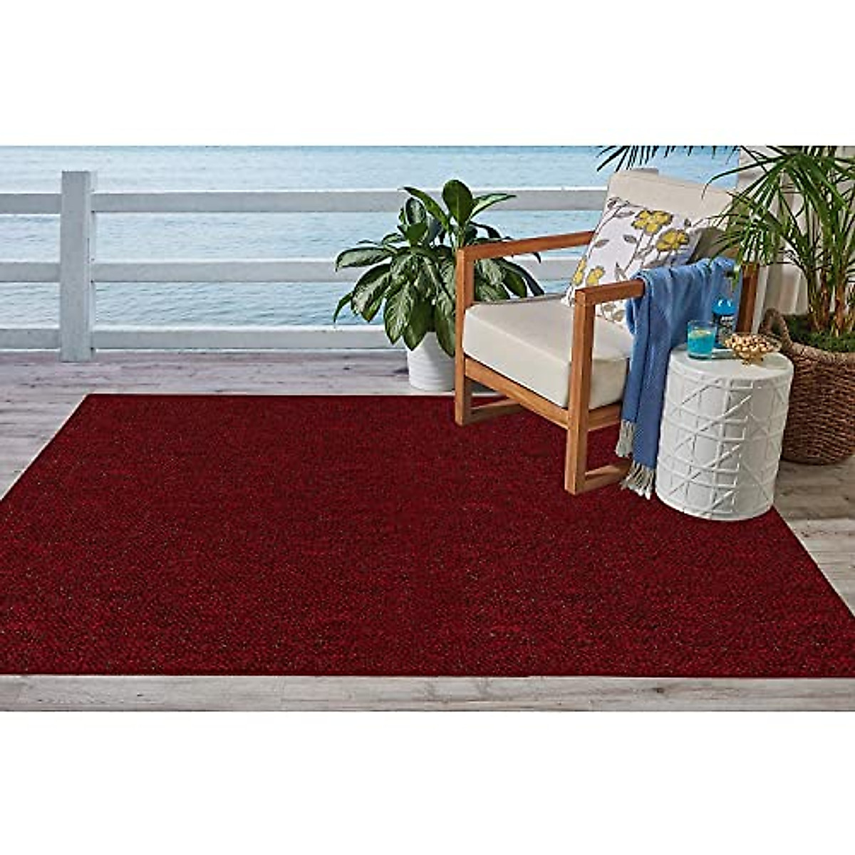 Ambiant Broadway Collection Pet Friendly Indoor Outdoor Area Rugs Red - 2' x 4', (A-NEYLAND2-RED-2x4)