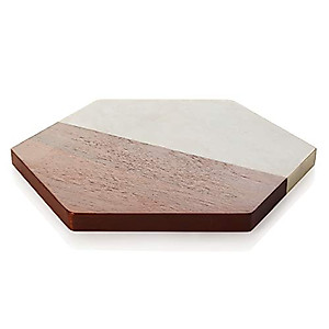 Libbey Urban Story Wood and Marble Fifty Tray, 10-inch