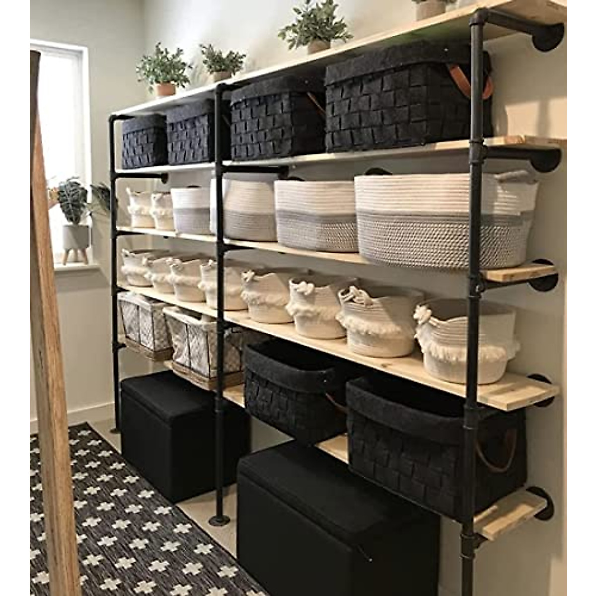 FOF FRIEND OF FAMILY Industrial Retro Wall Mount Iron Pipe Shelf,DIY Open Bookshelf,Hung Bracket,Home Improvement Kitchen Shelves,Tool Utility Shelves, Office Shelves,Ceiling Mount Shelf Shelves