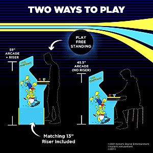 Arcade1Up The Simpsons Arcade Machine, 4-Foot — 4 Player Arcade Game Machine for Home, Live WiFi Enabled — Includes Custom Arcade Game Riser, Adjustable Stool, Light-Up Marquee, and Tin Wall Sign