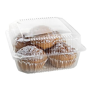 200 Pcs Clear Plastic Hinged Take Out Containers Disposable Clamshell Food Cake Containers with Lids 5.3 x 4.7 x 2.8 inch for Dessert, Cakes, Cookies, Salads, Pasta, Sandwiches