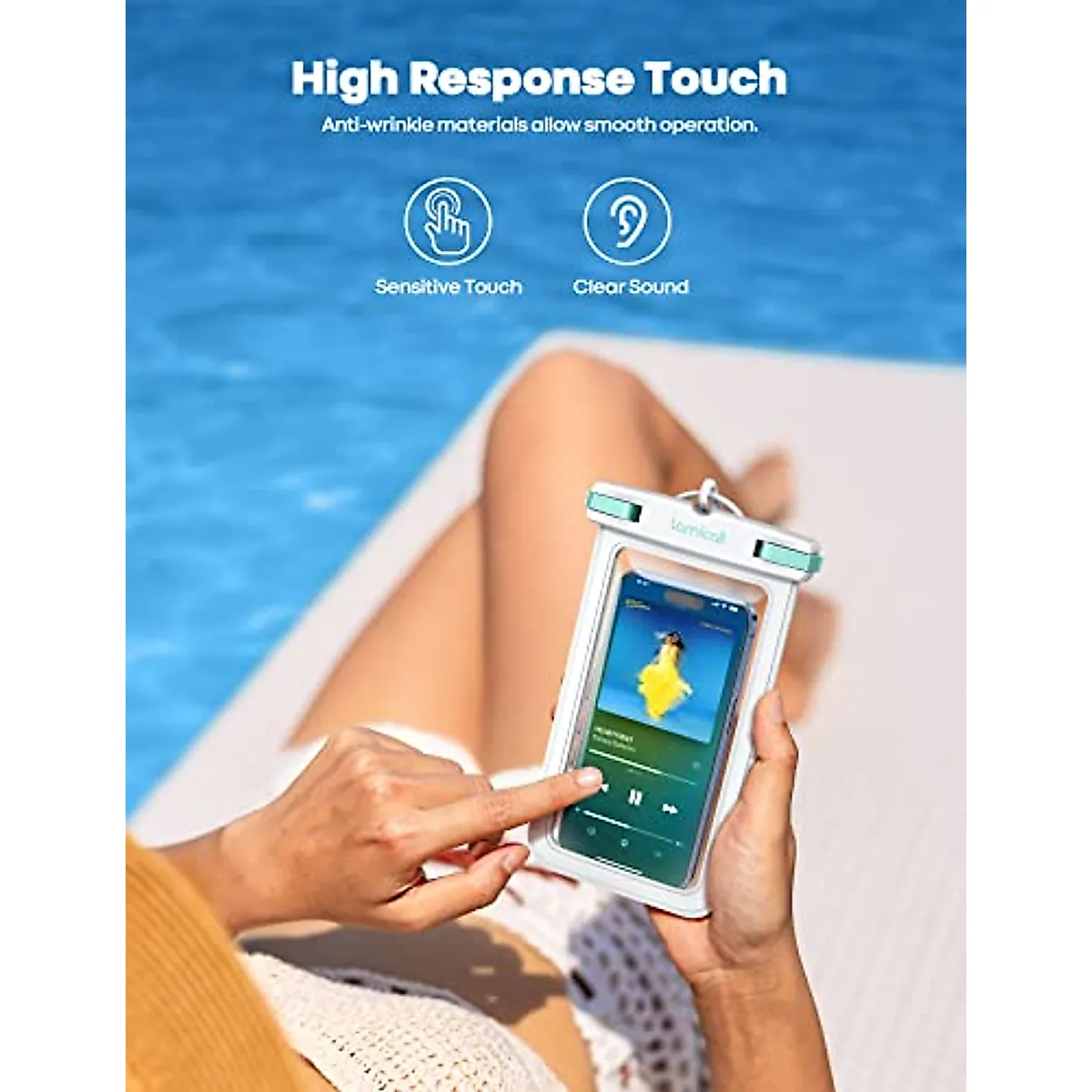 Lamicall Waterproof Phone Pouch Case - [2 Pack][Easy Lock & Heavy Duty] IPX8 Water Proof Cell Phone Dry Bag for iPhone 16 15 14 13 12 XS X Pro Max Plus Mini, S22 S21 Ultra, more 4-7" Cellphones, White