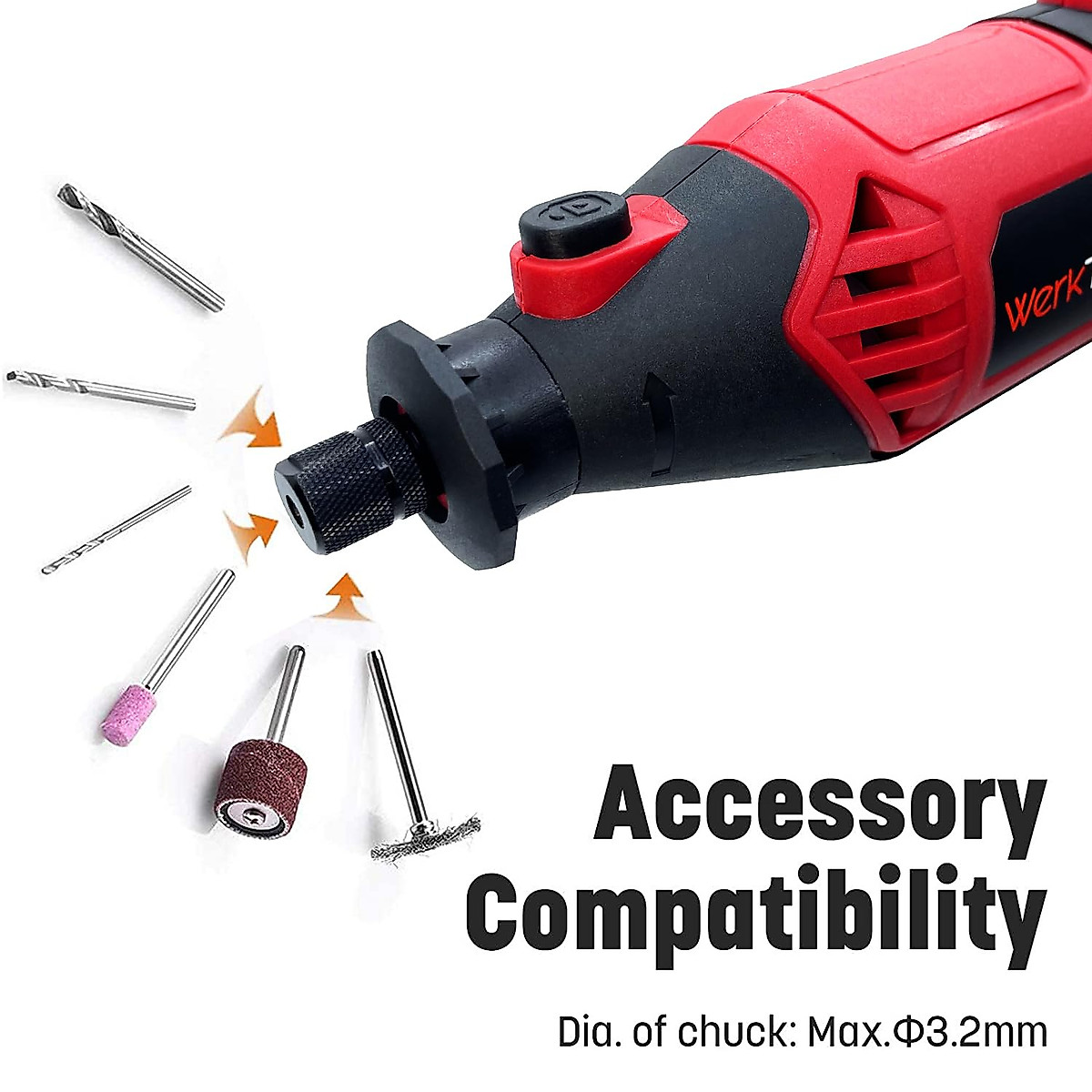 Werktough 170W Rotary Tool Kit High Power High Speed High Value Accessories 100pcs Including Universal Keyless Chuck Flexible Shaft and Cutting Guide and With Hanger Low Noise Low Vibration