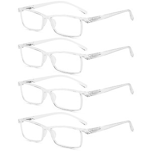 AJYADO Reading Glasses Blue Light Blocking - Computer Readers Men Women Magnifying Eyeglass Anti Blue ray Ultra Light Spring Hinge (4Pcs Clear 1.5)