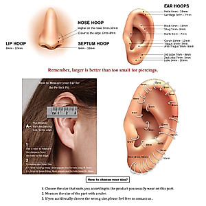 AROWRO Helix Rook Earrings Septum Hoop Nose Hoop CZ 20G Rose Gold 8mm Double Open Stack 316L Surgical Steel Daith Tragus Cartilage Piercing Jewelry Sleeper Earring