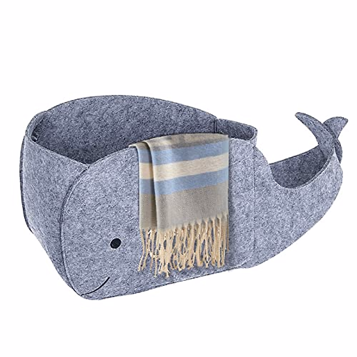 Aynaxcol Storage Basket Felt Storage Bin Whale Shaped Collapsible & Convenient Box Organizer with Carry Handles for Home Bedroom Closet Babies Nursery Toys