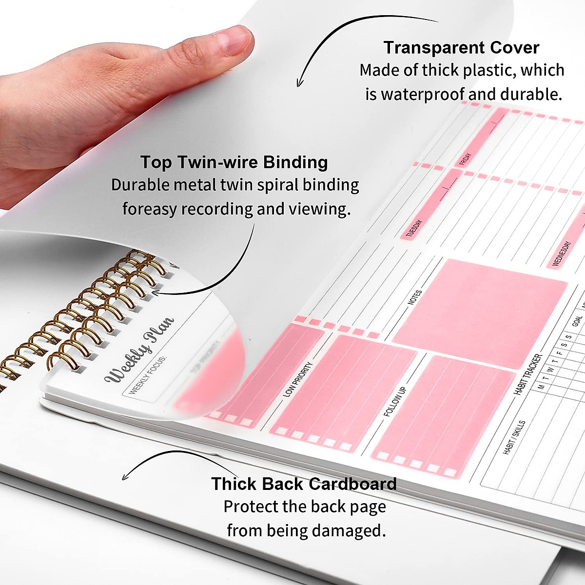 Weekly Planner Notepad Undated Weekly Goals Schedule Planner To Do List Notebook Planning Pad Calendars Organizers Habit Tracker Journal for Man & Women,52 Weeks (8.5x12")