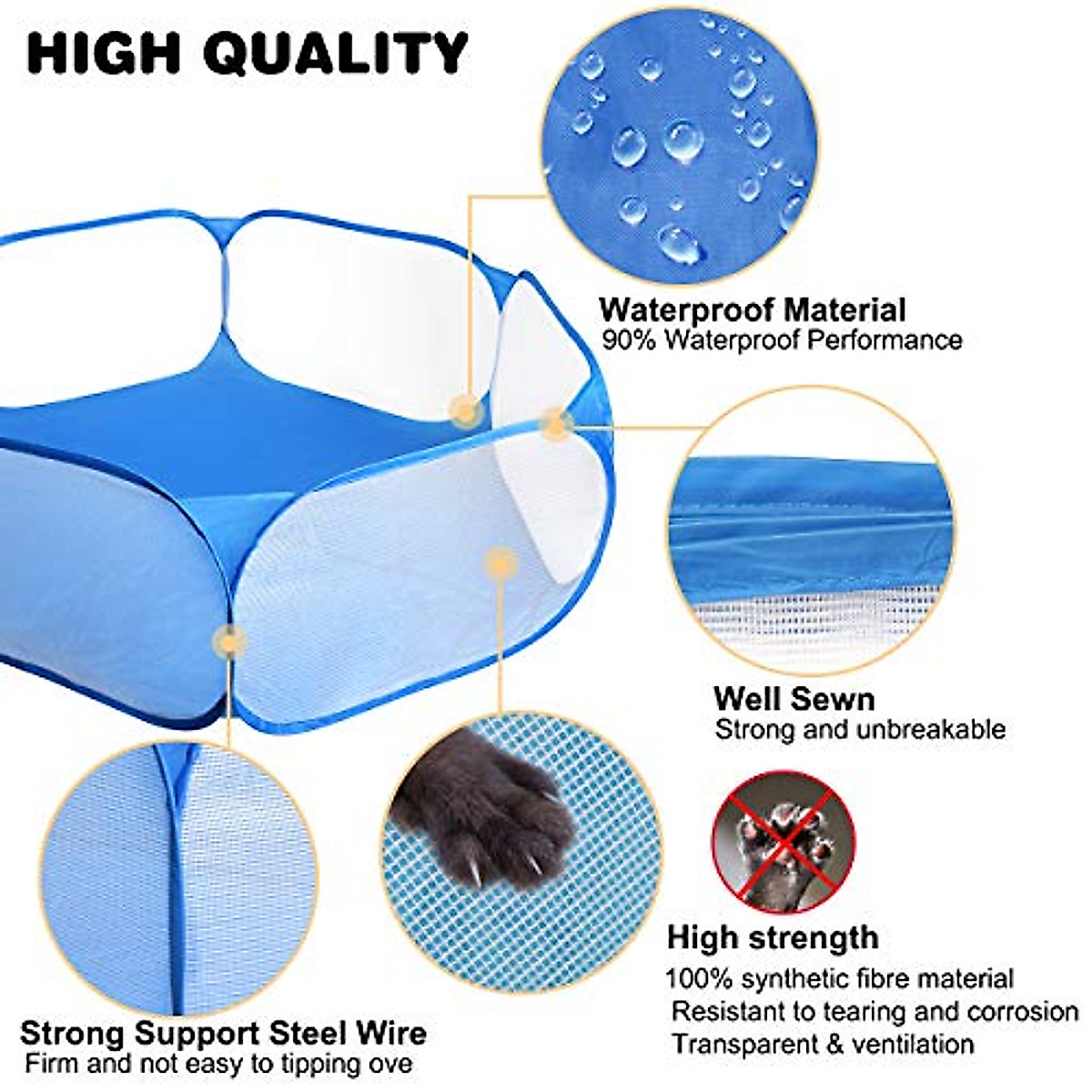 Casifor Guinea Pig Cage Rabbit Cage Indoor with Mat Playpen Perfect Size for Small Animal Pet Play Pen Easy to Clean Exercise Yard Fence Portable Tent for Hamsters, Chinchillas, Hedgehog, Puppy, Cats