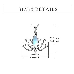YFN Lotus Flower Necklace Sterling Silver Moonstone Lotus Pendant Lotus Jewelry Gifts for Women