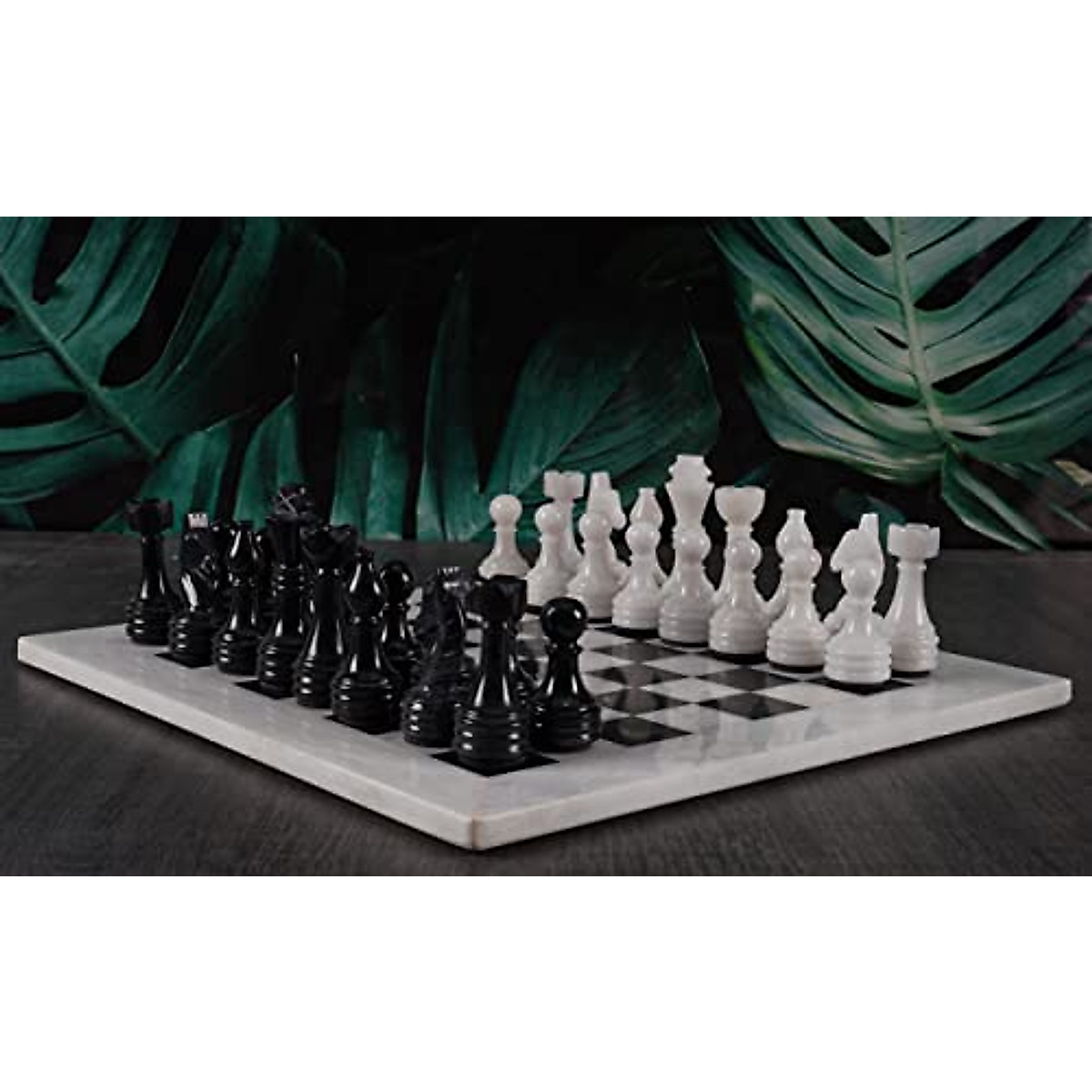 RADICALn 15 Inches Handmade White and Black Weighted Full Chess Game Set - Staunton and Ambassador Style Marble Tournament Chess Sets for Adults