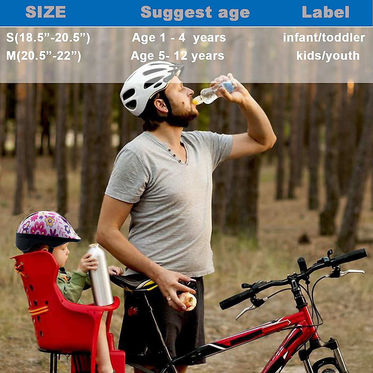 Toddler Helmets Kids Girl Boy Bike Helmet Muti-Sport Adjustable from Toddler Kids to Youth CPSC Certificated