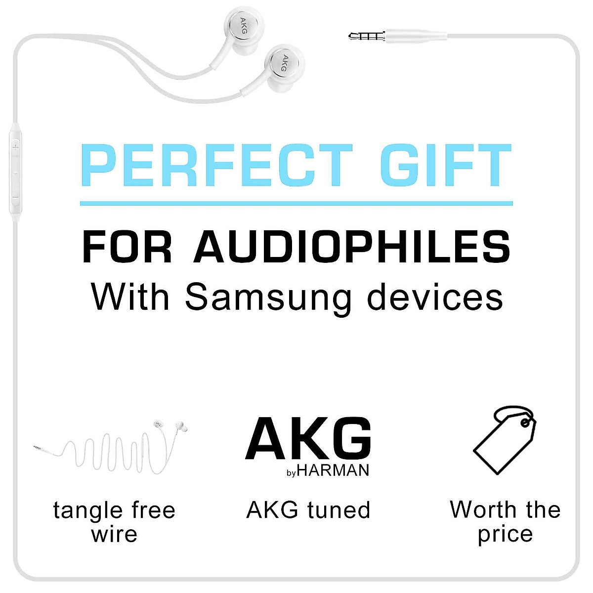 OEM UrbanX Corded Stereo Headphones for Oppo Reno2 - with Microphone and Volume Buttons - White (US Version with Warranty)