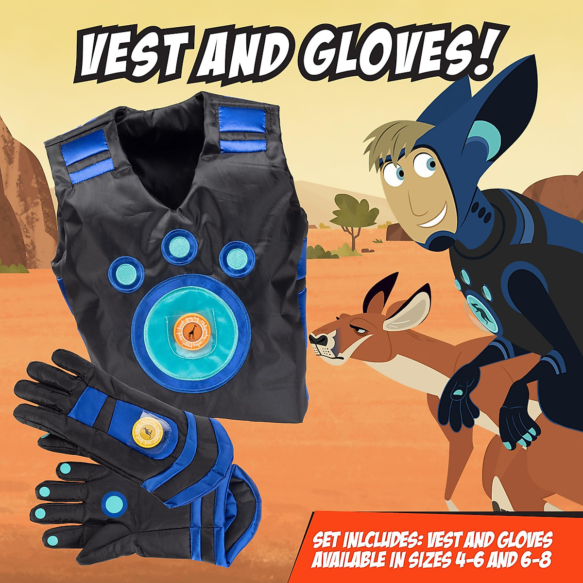 Wild Kratts Creature Power Suit Martin (Large 6-8X) Includes Vest, Gloves & 2 Power Discs for Halloween Costume, Pretend Play & Dress Up -Officially Licensed Toys for Children- Gift for Kids Boy Girl