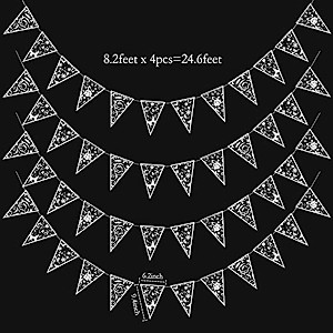 White Triangle Garland Bunting for Wedding Party Hanging Decorations Décor Backdrop Mothers Day Valentines Bridal Anniversary Engagement Birthday Party Decoration