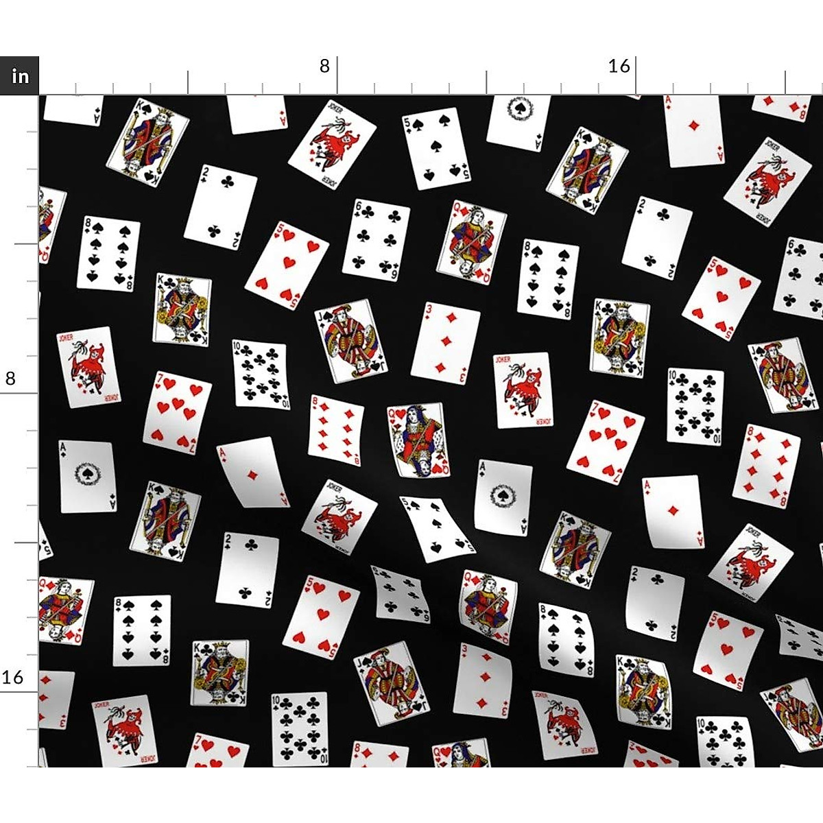 Spoonflower Fabric - Scattered Playing Cards Black Deck Gambling Casino Masculine Game Room Printed on Petal Signature Cotton Fabric Fat Quarter - Sewing Quilting Apparel Crafts Decor