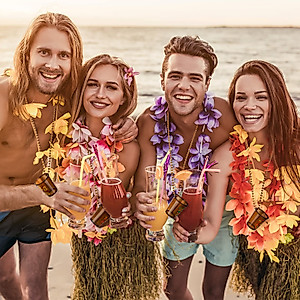 Janmercy 12 Pcs Tiki Shot Glasses on Beaded Necklace Hawaiian Plastic Shot Glass Necklaces Brown Funny Tiki Shot Necklace Cups for Summer Hawaiian Adult Teen Bachelorette Birthday Party Favor, 6 Style