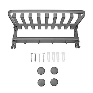 Bathroom Towel Rack, PunchFree Practical Folding Towel Rack with Towel Hooks for Kitchen (Gray)