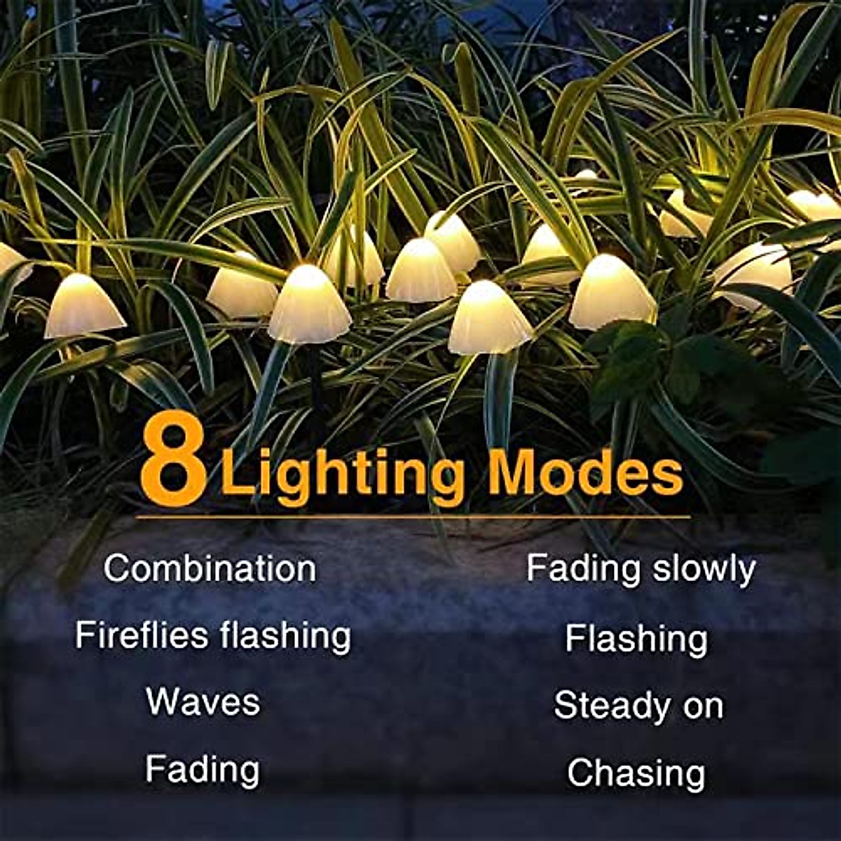 Mengji Life Solar Garden Lights, Garden Decor Solar Mushroom Lights Outdoor Waterproof - 20 Pack 8Modes
