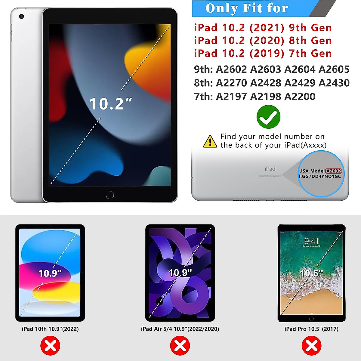 HOGENL for iPad 9th 8th 7th Generation Case for Kids Boys with Pencil Holder,for iPad 10.2 Case with Kickstand Shoulder Strap Heavy Duty Shockproof Protective Cover,Black+Gold