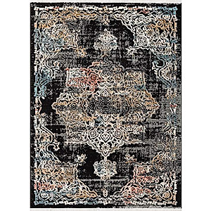 Well Woven Indira Maura Bohemian Vintage Medallion Oriental Black 5x7 (5'3" x 7'3") Area Rug