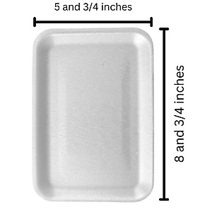 Crafts Foam Trays, White Foam Meat Tray Paint and Ink Mixing Trays Food Tray School Printmaking Trays for DIY Crafts 8 1/4" x 5 3/4" (10)
