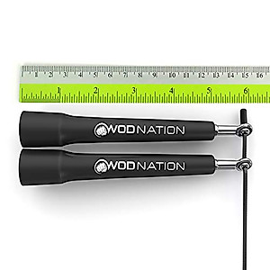 WOD Nation Adjustable Speed Jump Rope For Men, Women & Children - Blazing Fast Fitness Skipping Rope Perfect for Boxing, MMA, Endurance - Black