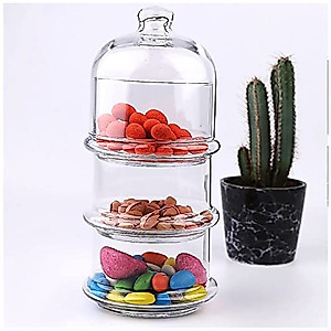 UMS 3-tier glass Stackable jar - Clear Apothecary Jars with Lid - Storage Container for Food, Candy, Biscuit, Cookie, Kitchen and Bathroom Organizer, Glass Pantry Jars