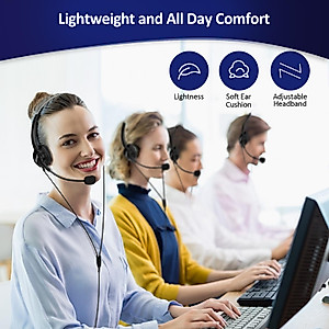 AGPtEK Upgraded Call Center Phone, Corded Telephone with Binaural Headset & Dialpad for House Call Center Office - Noise Cancellation