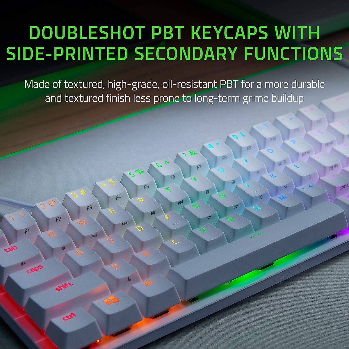 Razer Huntsman Mini 60% Gaming Keyboard + Goliathus Extended Chroma Bundle: Linear Optical Switches - Mercury White