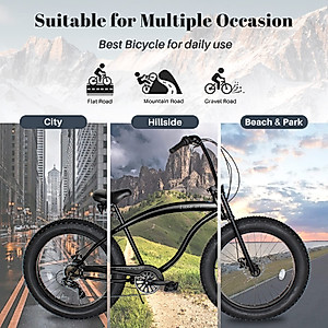 MICARGI Luxe 26 inch Beach Cruiser Bike for Men, Steel Frame