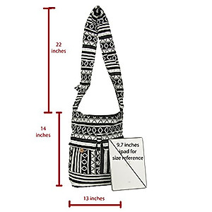 Tribe Azure Aztec Black White Woven Handmade Crossbody Hobo Women Shoulder Bag Sling Casual Large