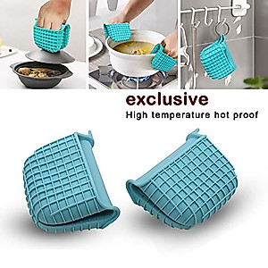 Mini Silicon Oven Mitts Gloves Hand Clip Heat Resistant Oven Gloves Blue