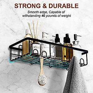 HNRLOY Shower Caddy Organizer,4Pack Bathroom Shower Shelf Rack for Wall Mount Bath Shower Storage with 2 Soap Dish Holder,Self Adhesive Stainless Steel Black Shower Shelves Accessories