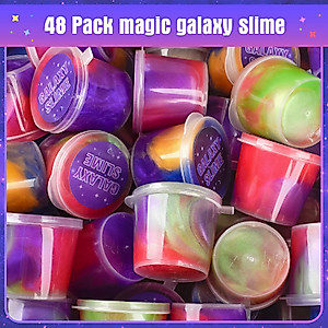 48 Pack Galaxy Mini Butter Slime Kit, 45 Pack Scented Slime Party Favor Gifts, DIY Putty Toys for Kids, Soft & Non-Sticky, Stress Relief Toy for Girls and Boys Age 10-12