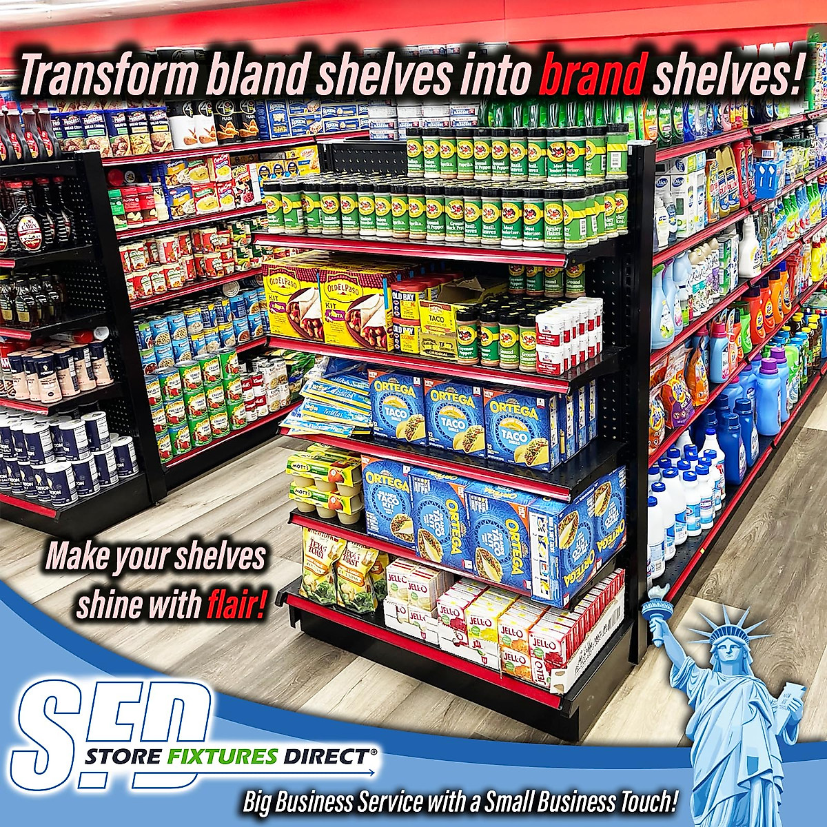 Decorative Gondola Shelving Pre Cut Vinyl Insert Strips 48" x 1.25" Shelf C-Channel, Red, 100 Pack