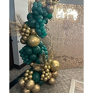 ADOINBY Green and Gold Balloon Arch Kit, 201Pcs Explosion Star Emerald Dark Green Metallic Gold Latex Balloon Garland kit, Different Size Balloons for Birthday Baby Shower Jungle Party Decoration