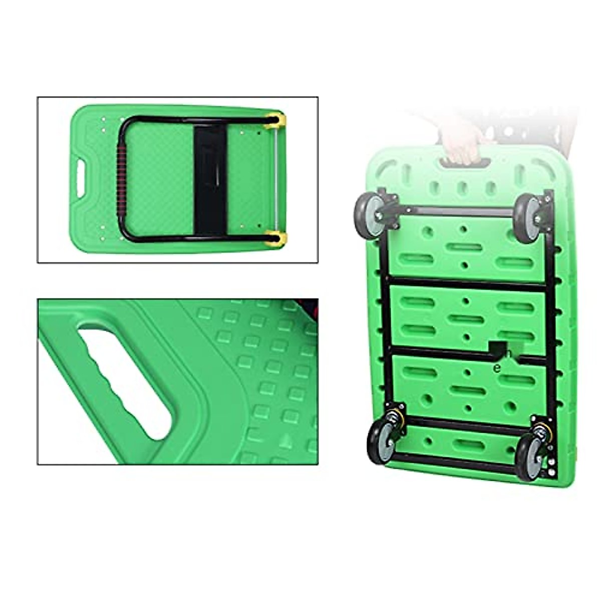 Generic Hand Truck Foldable Push Hand Cart for Loading and Storage Platform Truck Trolley with 360 Degree Swivel Wheels Large Loading Capacity Folding Cart (Color : Q 1), Black,blue,green
