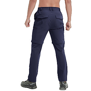 Mens Hiking Convertible Pants Waterproof Lightweight Quick Dry Zip Off Fishing Travel Safari Outdoor Cargo Work Trekking Trousers Navy 36