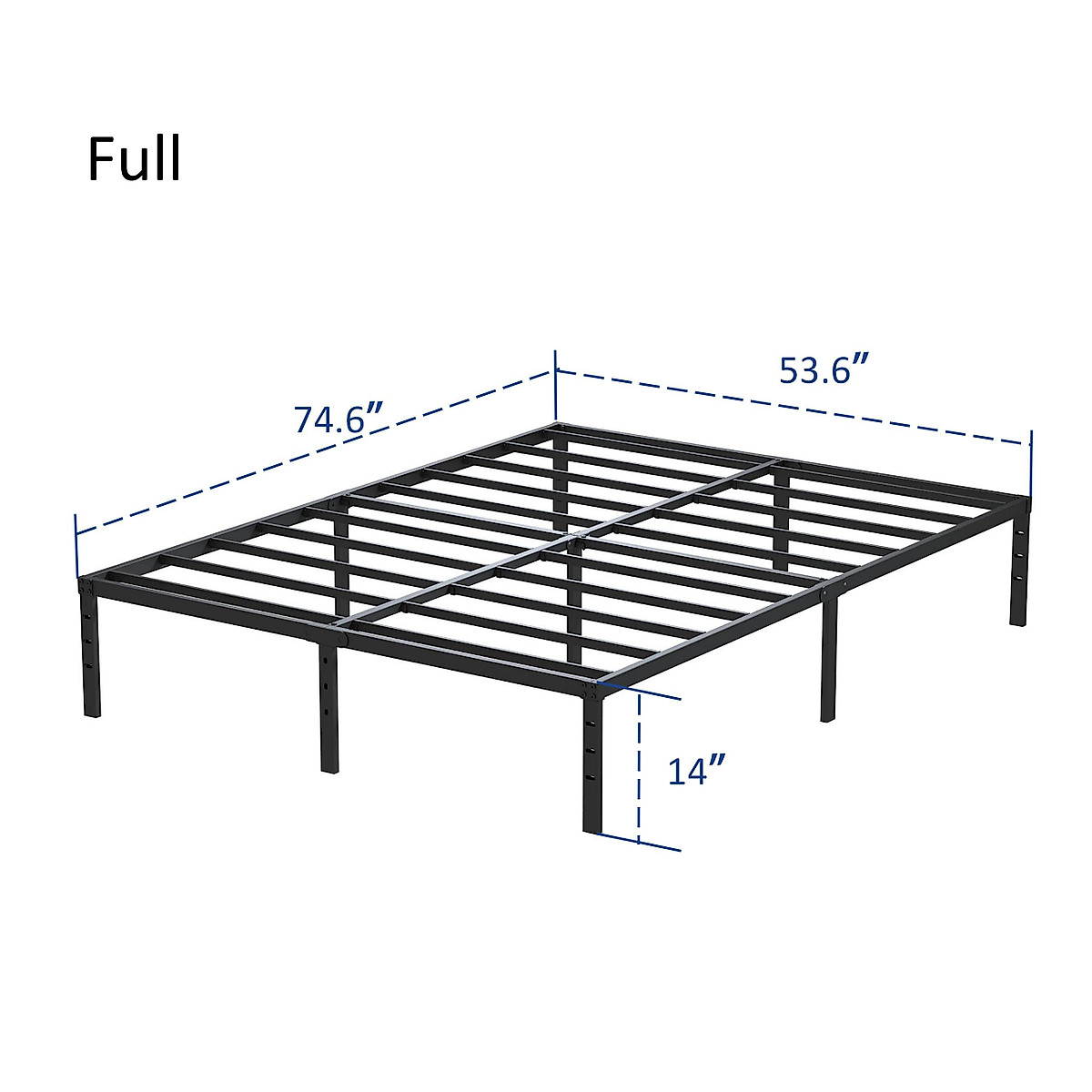 Maenizi 14 Inch Full Size Bed Frame No Box Spring Needed, Heavy Duty Metal Platform Bed Frame Full Support Up to 3000 lbs, Easy Assembly, Noise Free, Black