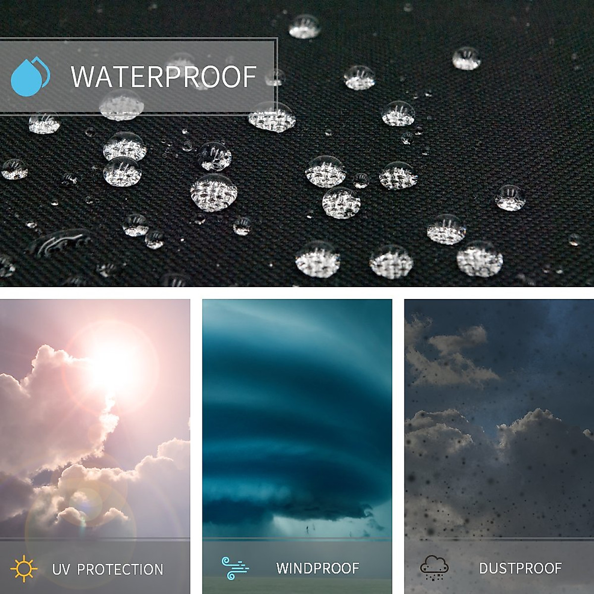 NEXCOVER Waterproof Universal Generator Cover - Weather/UV Resistant Cover 32 x 24 x 24 inch, for Most Portable Generators 5000-10000 Watt, Black