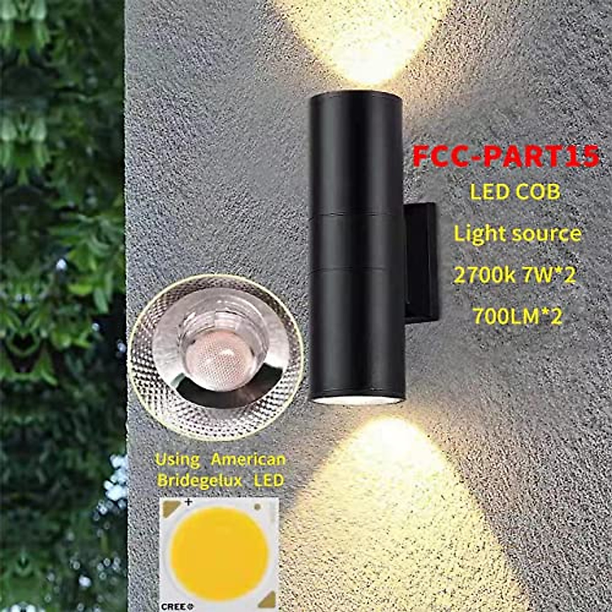 XINGGUANG MINGREN 2-Pack LED Outdoor Wall Sconces, Matte Black Aluminum Wall Lights Up Down Cylinder, Exterior Light Fixture for Garden & Porch
