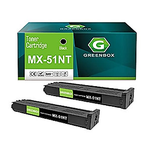 GREENBOX Compatible MX51NT High Yield Toner Cartridge Replacement for Sharp MX-51NT for MX-4110N 4111N 4140N 4141N 5110N 5111N 5140N 5141N Printer（40,000 Pages, 2 Black