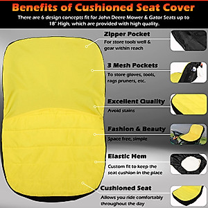 Upgrade Large Seat Cover LP92334, Riding Lawn Mower Cushioned Waterproof Seat Cover up to 18" High Perfectly Fits for John Deere Mower & Gator Seats, Comes with Convenient Storage Pouch